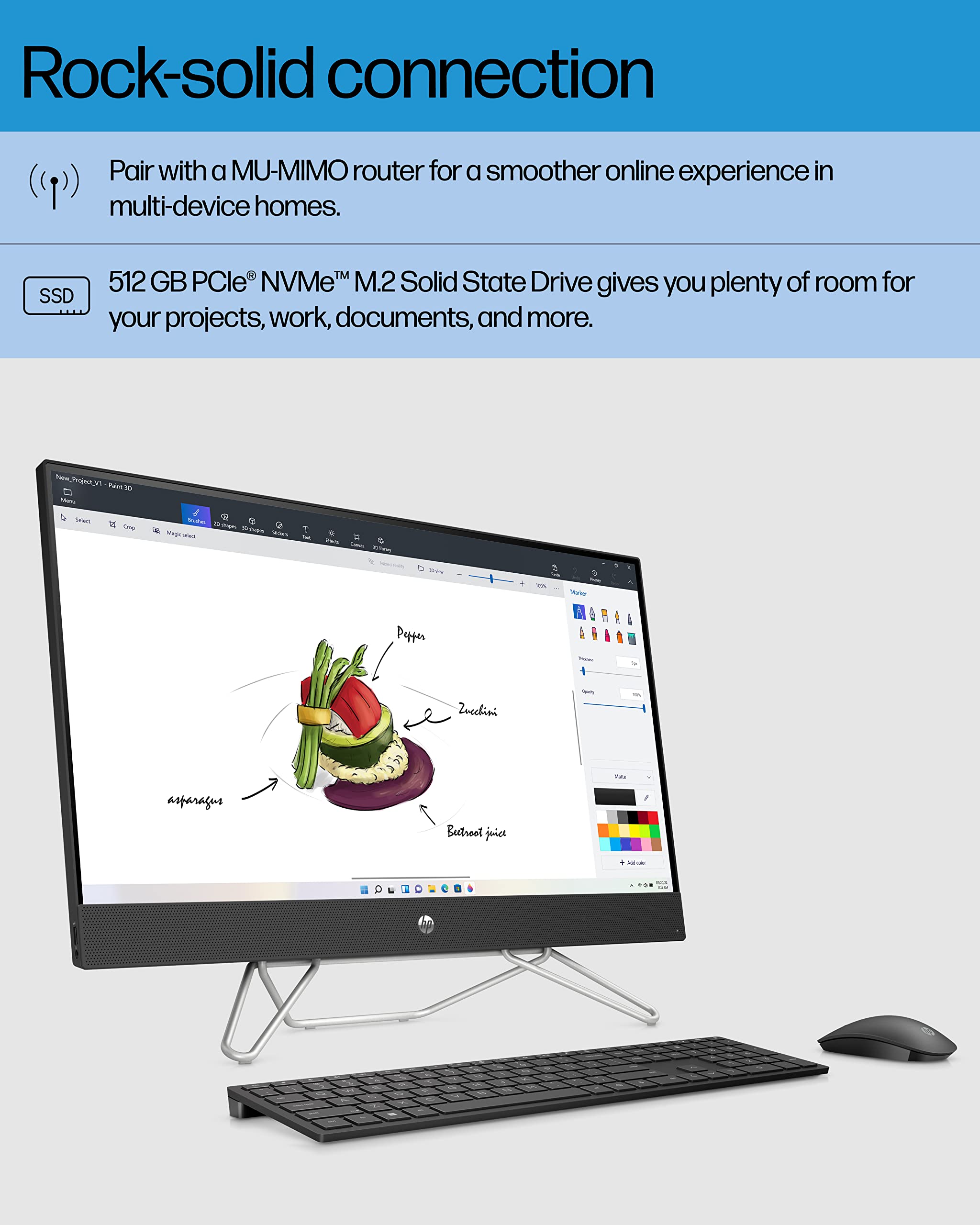 HP 27-cb1170 27" FHD Touchscreen All-in-One, Intel Core i5-1235U. Intel Iris Xe Graphics, 12GB RAM 512GB SSD Windows11 Home(Renewed)