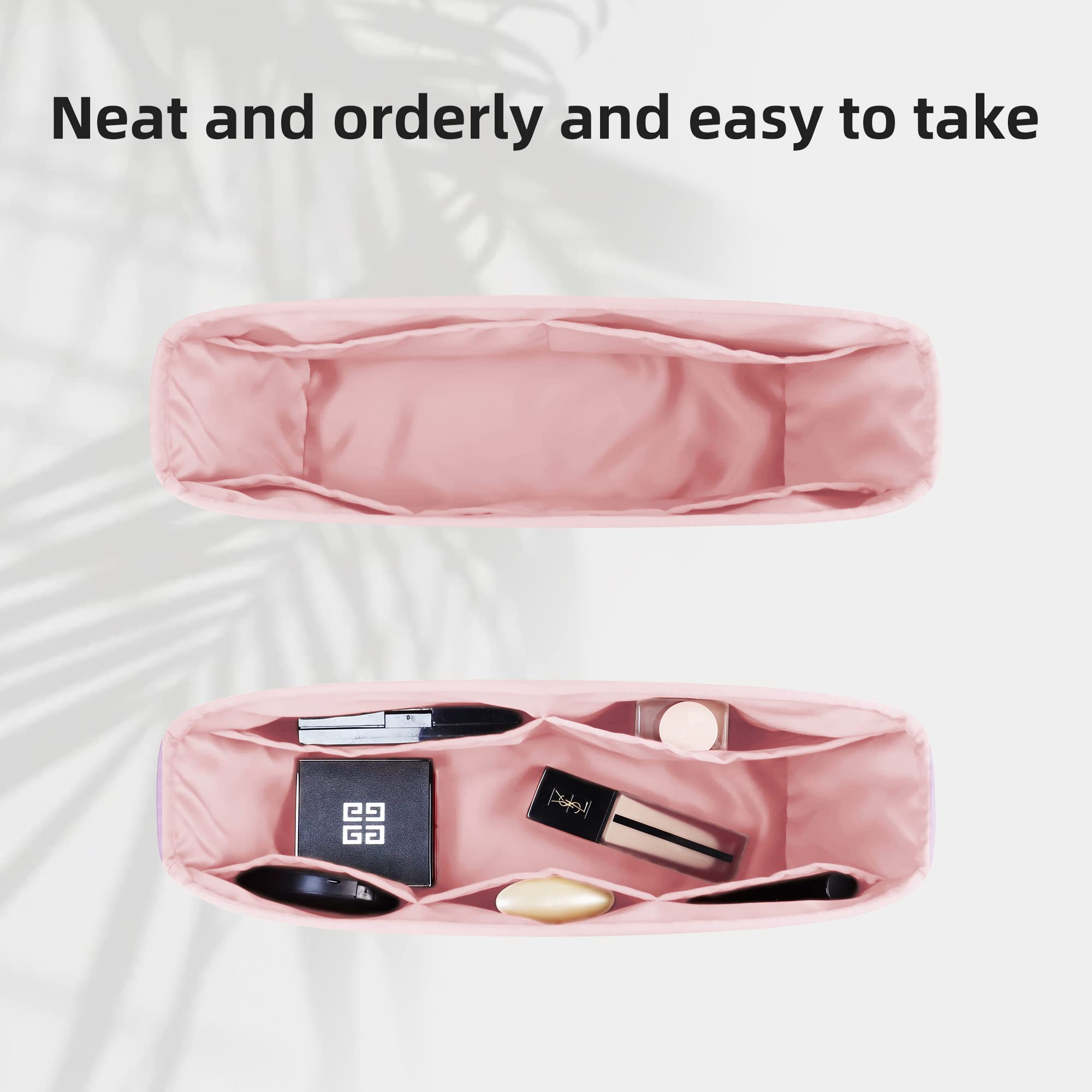 DGAZ Purse Organizer Insert Fits LV Neverfull Mini/PM/MM/GM Bags,Silk Bag Organizer,Luxury Handbag & Tote Shaper(MM, Pink)