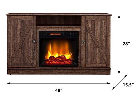 HearthPro Alexander Electric Fireplace TV Stand & 18" Firebox - Weathered Brown, SP6547-OF