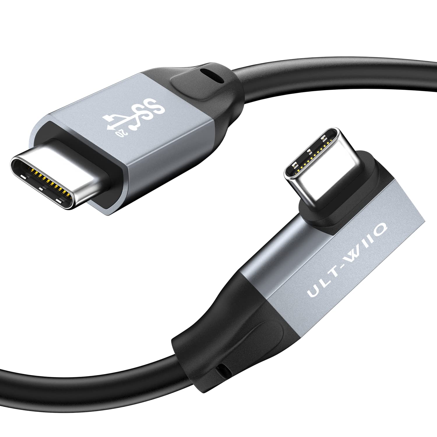 USB C to USB C 3.2 Gen2x2 Cable 100W, 20Gbps Right Angle 4K@60Hz Video Cord, Super Soft 90 Degree Type-C Data Cable with E-Marker for Thunderbolt 3/4, MacBook, iPad Pro, iPhone 15 Pro, Switch (1.64FT)
