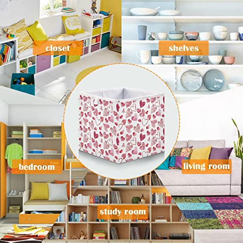 Hearts Storage Basket Storage Bin Rectangular Collapsible Storage Box Nursery Storage Hamper Organizer for Rooms Playroom Shelves
