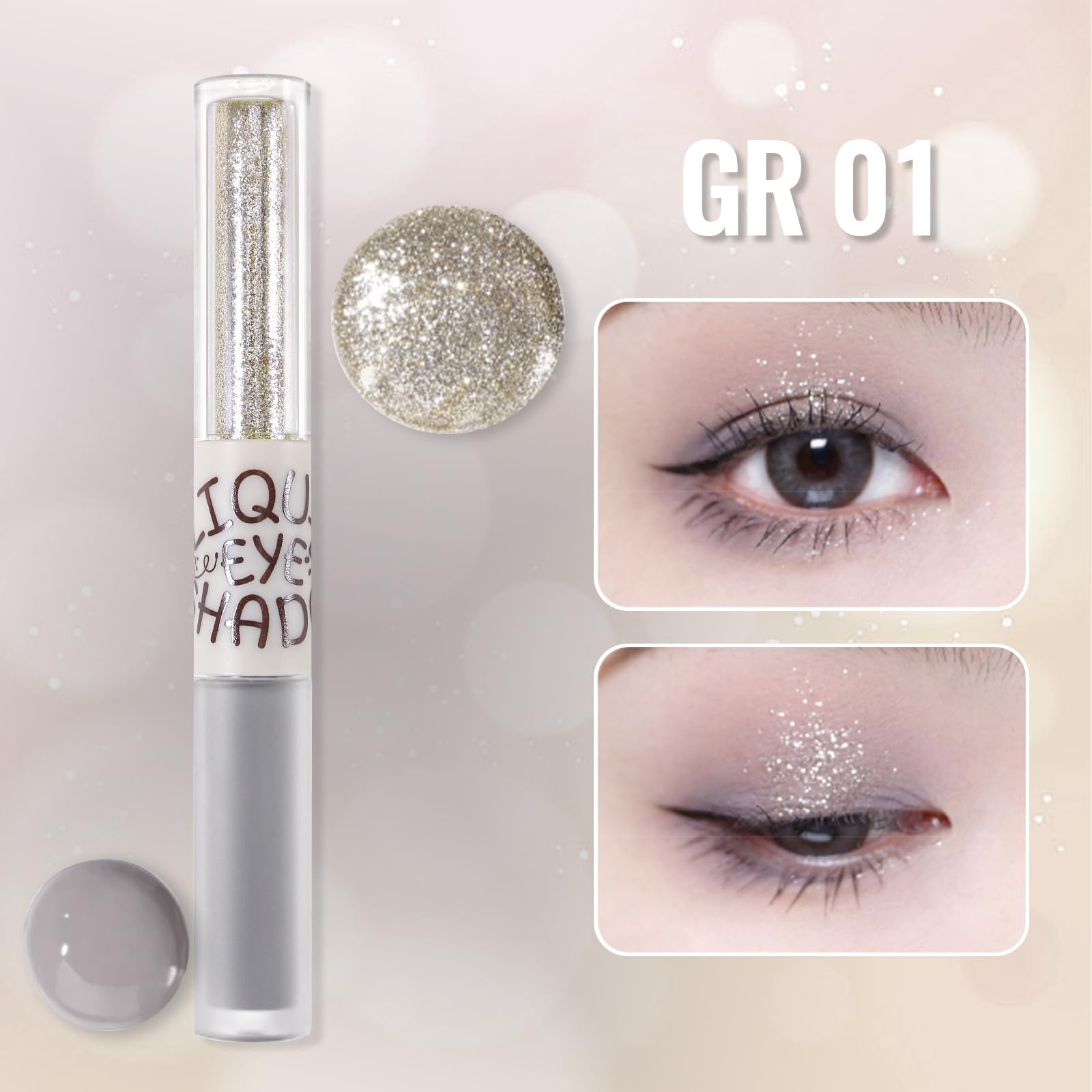 Erinde 4PCS Liquid Glitter Matte Eyeshadow Set, 2-in-1 Glitter Eyeliner & Cream Eyeshadow, Korean Shimmer Matte Eye Shadow Liner Makeup, Quick Drying, Easy to Apply & Long Lasting Pigmented Formula