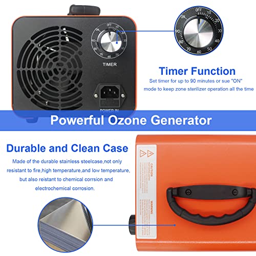 VTAR Ozone Machine Generator 20,000 mg/h High Capacity Generator,Ozone Machine Odor Removal,for Large Space Area, home,Basement,Hotel, Car,Smoke,Pet.(Orange)