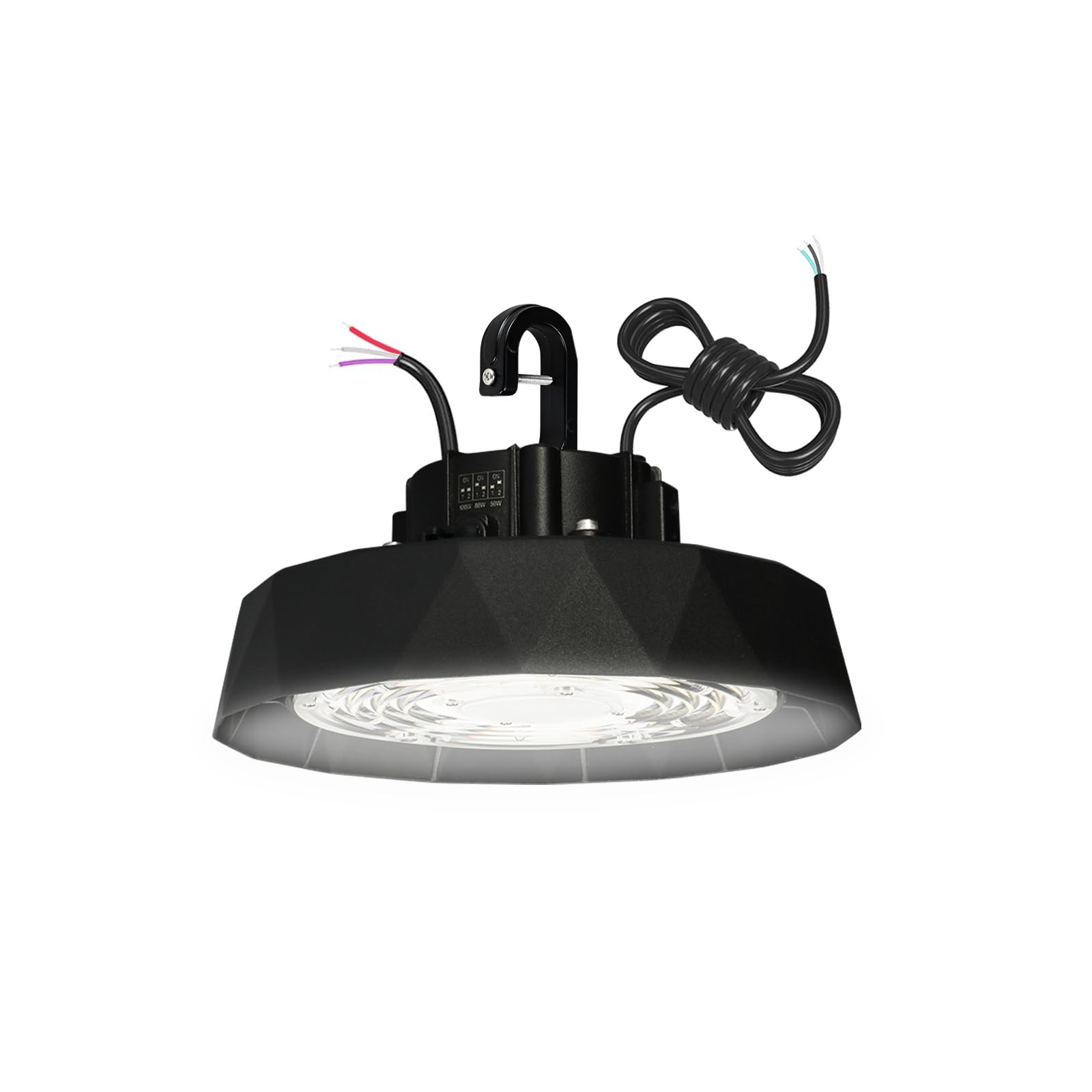 Sokply UFO LED High Bay Light 100W13000LM (370W HPS Eqv.), 5000K Daylight 0-10V Dimmable LED Shop Light with 6Ft Hard Wired Cable, IP65 Waterproof for Warehouse Garage Workshop ETL/DLC Listed(1 Pack)