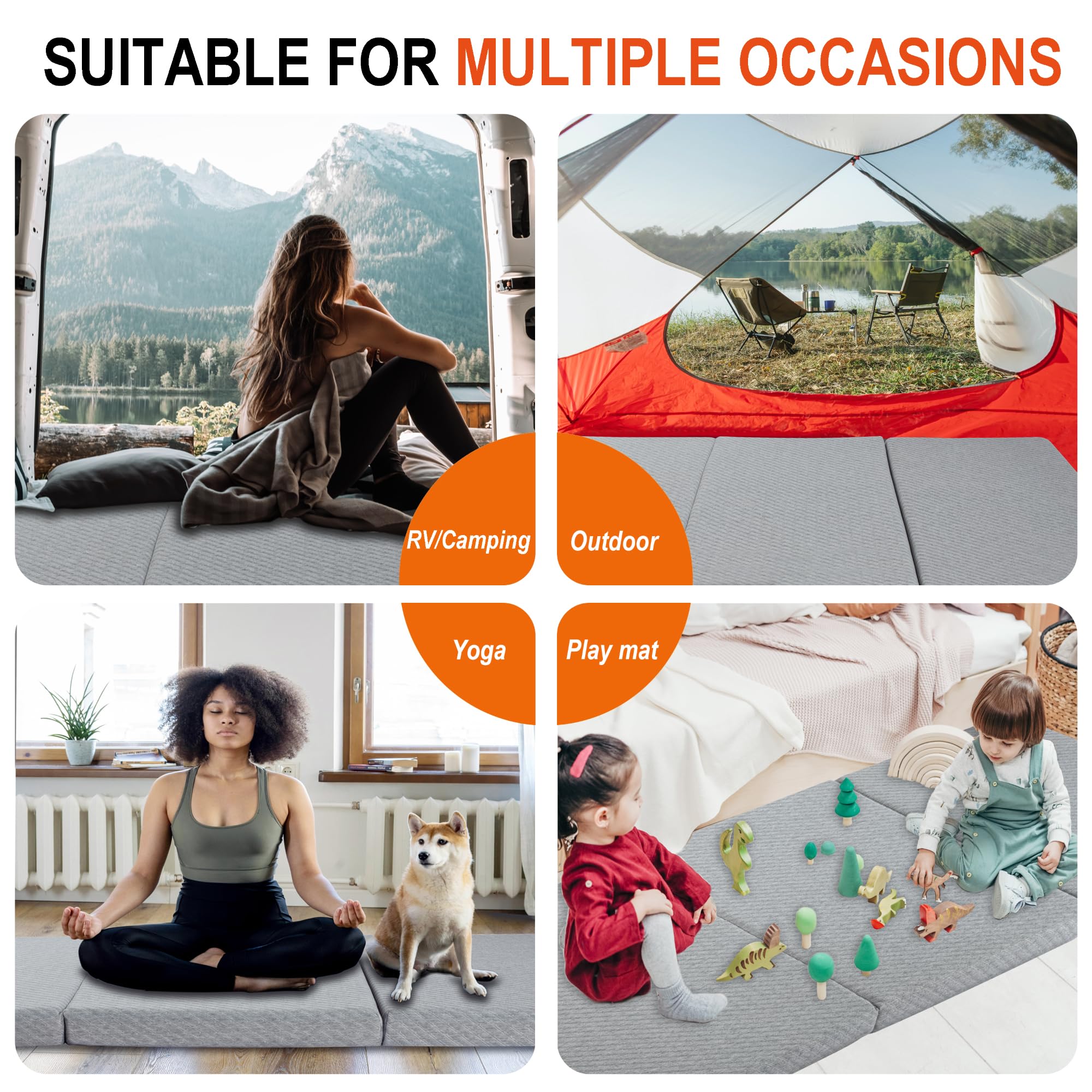 Planet Sleepings Full Mattress 3 Inch Tri-fold Gel Foam Mattress, Adjustable Softness Relief Back Pain Breathable and Washable Cover, CertiPUR-US