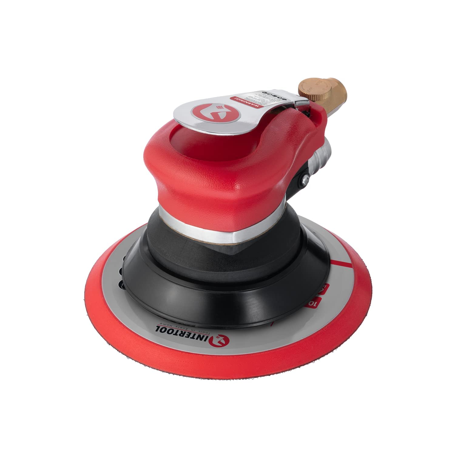 INTERTOOL Heavy Duty 6-inch Air Random Orbital Sander, Vacuum Ready, Pneumatic Palm Sander with Dual-Action, Swivel-Free Finish, Variable Speed for Automotive Body Shop, Woodworking, PT08-1007