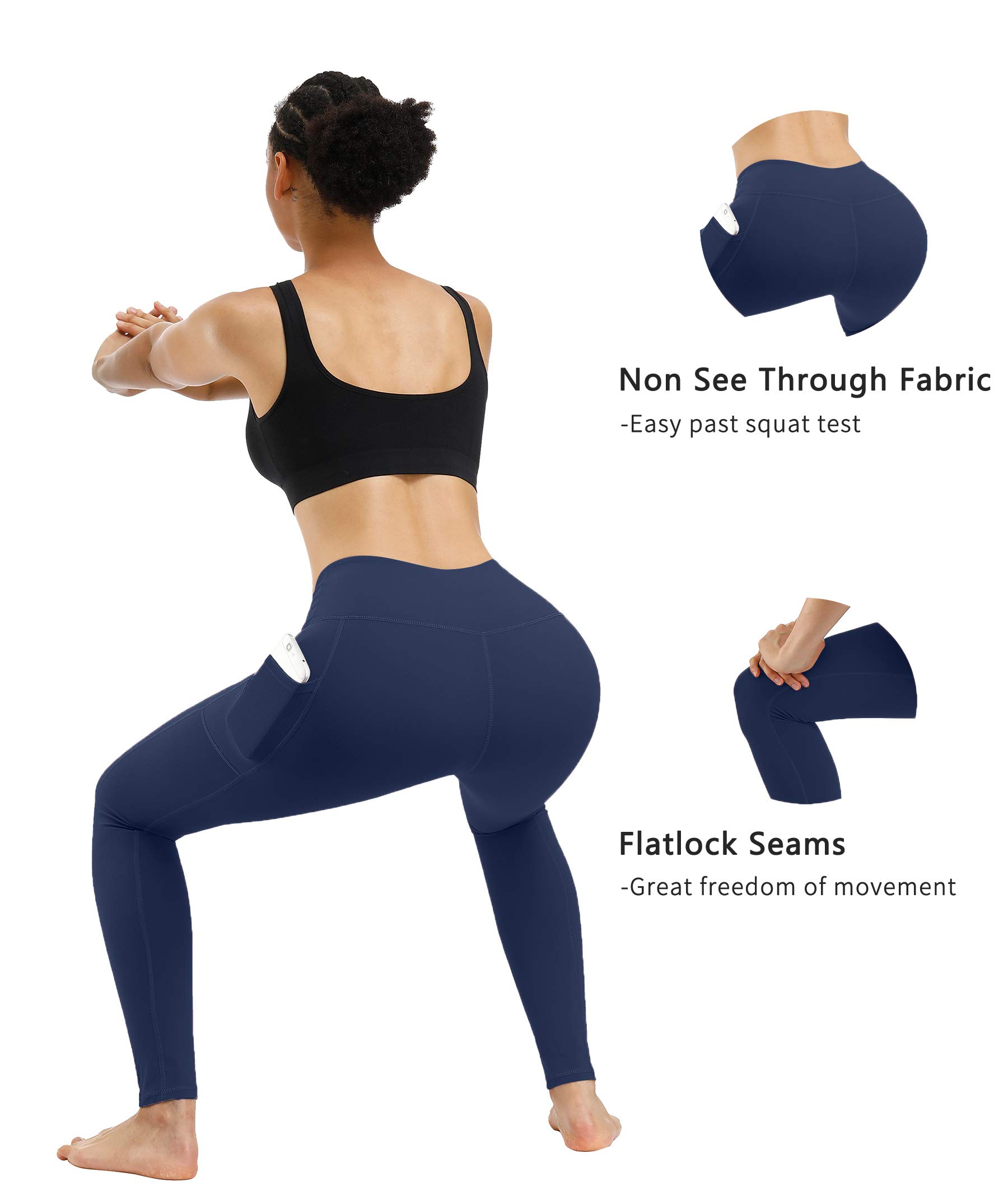 Fengbay 4 Pack High Waist Yoga Pants, Pocket Yoga Pants Tummy Control Workout Leggings 4 Way Stretch Leggings with Pockets