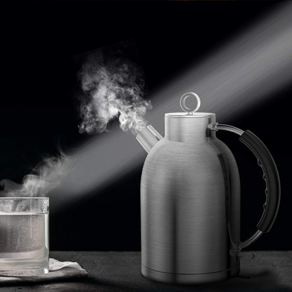 Electric Kettle, ASCOT Stainless Steel Electric Tea Kettle, 1.7QT, 1500W, BPA-Free, Cordless, Automatic Shutoff, Fast Boiling Water Heater - Matte Silver