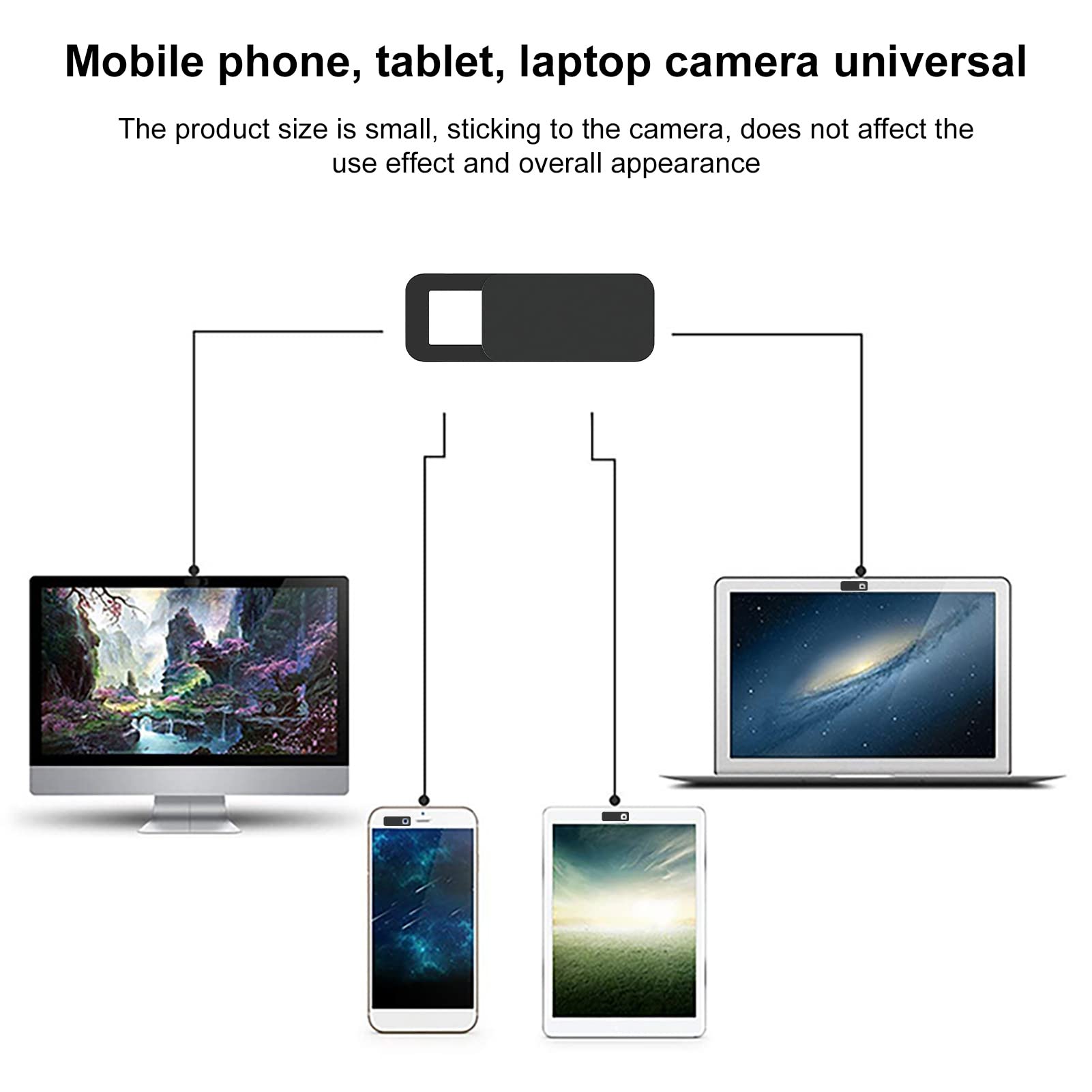 Webcam Cover Slider for Privacy, Dust-proof Privacy Protection Anti-peep Long Ultra-thin Web Camera Cover Camera Sticker Slider for Laptop, PC, Desktop, Tablet, Smartphone, Camera Privacy Covers Black