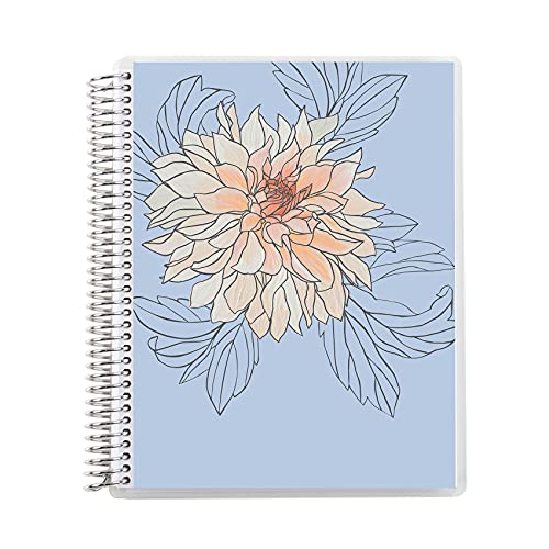 Erin Condren 8.5" x 11" Spiral Bound College Ruled Notebook - Flora. 160 Lined Page Note Taking & Writing Notebook. 80Lb Thick Mohawk Paper. Stickers Included