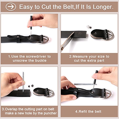 SUOSDEY Fashion Belts for Women Black Leather Belt for Jeans Dress Pants with Round Silver Buckleā¦