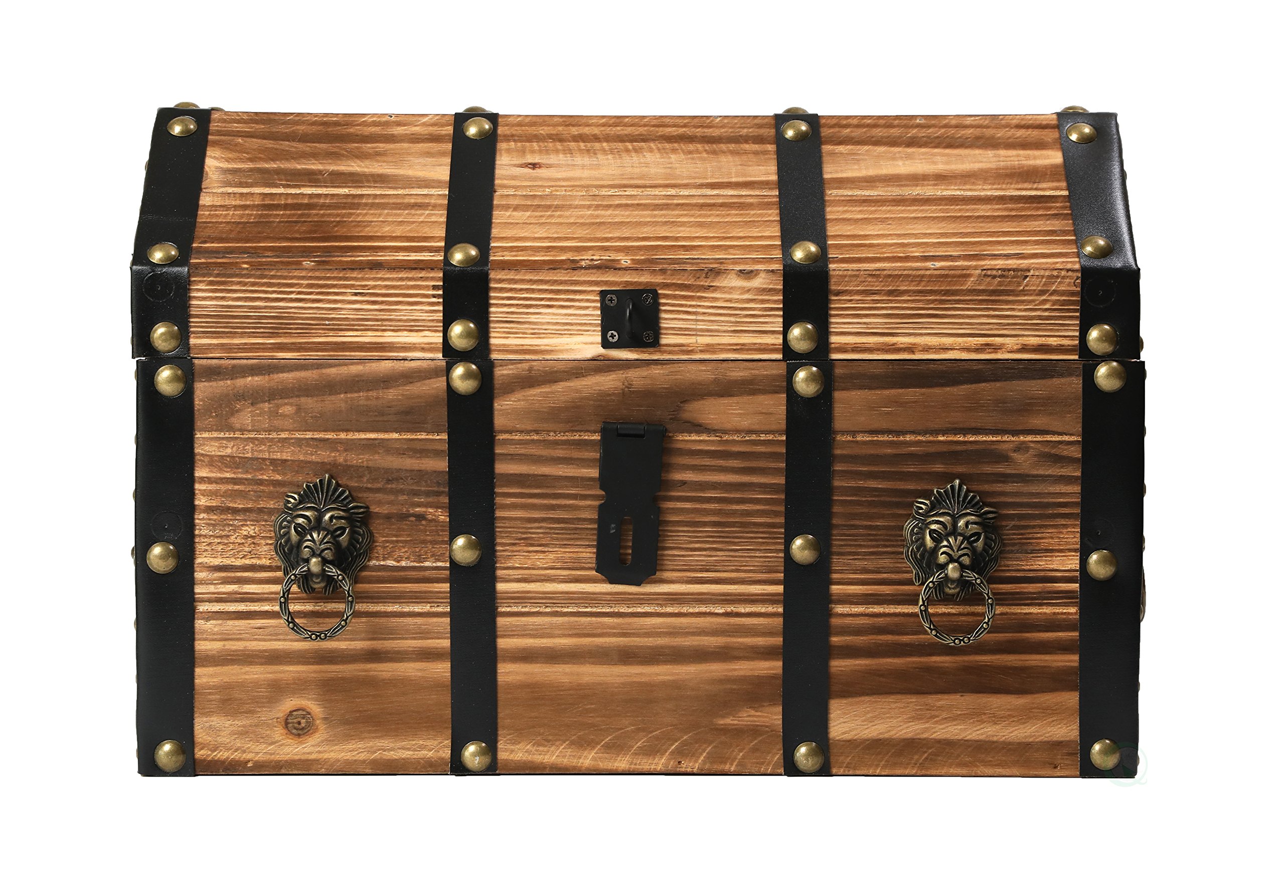 Vintiquewise Large Wooden Decorative Pirate Lockable Trunk with Lion Rings