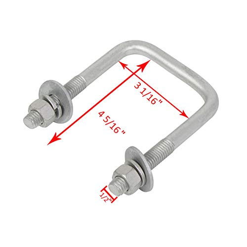 MEILIANJIA (8) Boat Trailer U-Bolt Galvanized Square 1/2" Dia x 3 1/16" x4 5/16"
