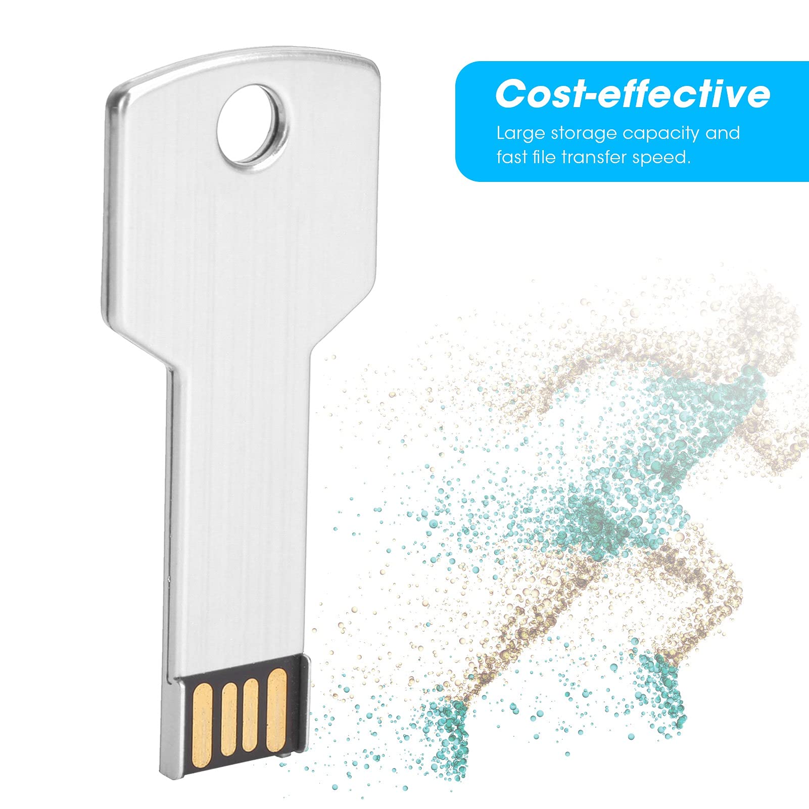 USB Flash Drive, Aluminum Alloy Key Shaped USB 2.0 Memory Stick Pen Drive Silver Thumb Drive, Portable USB Drive(8GB)