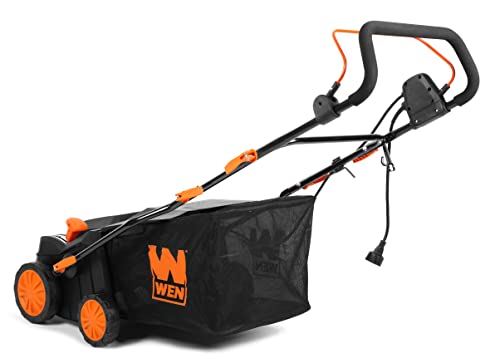 WEN DT1516 16-Inch 15-Amp 2-in-1 Electric Dethatcher and Scarifier with Collection Bag, Black