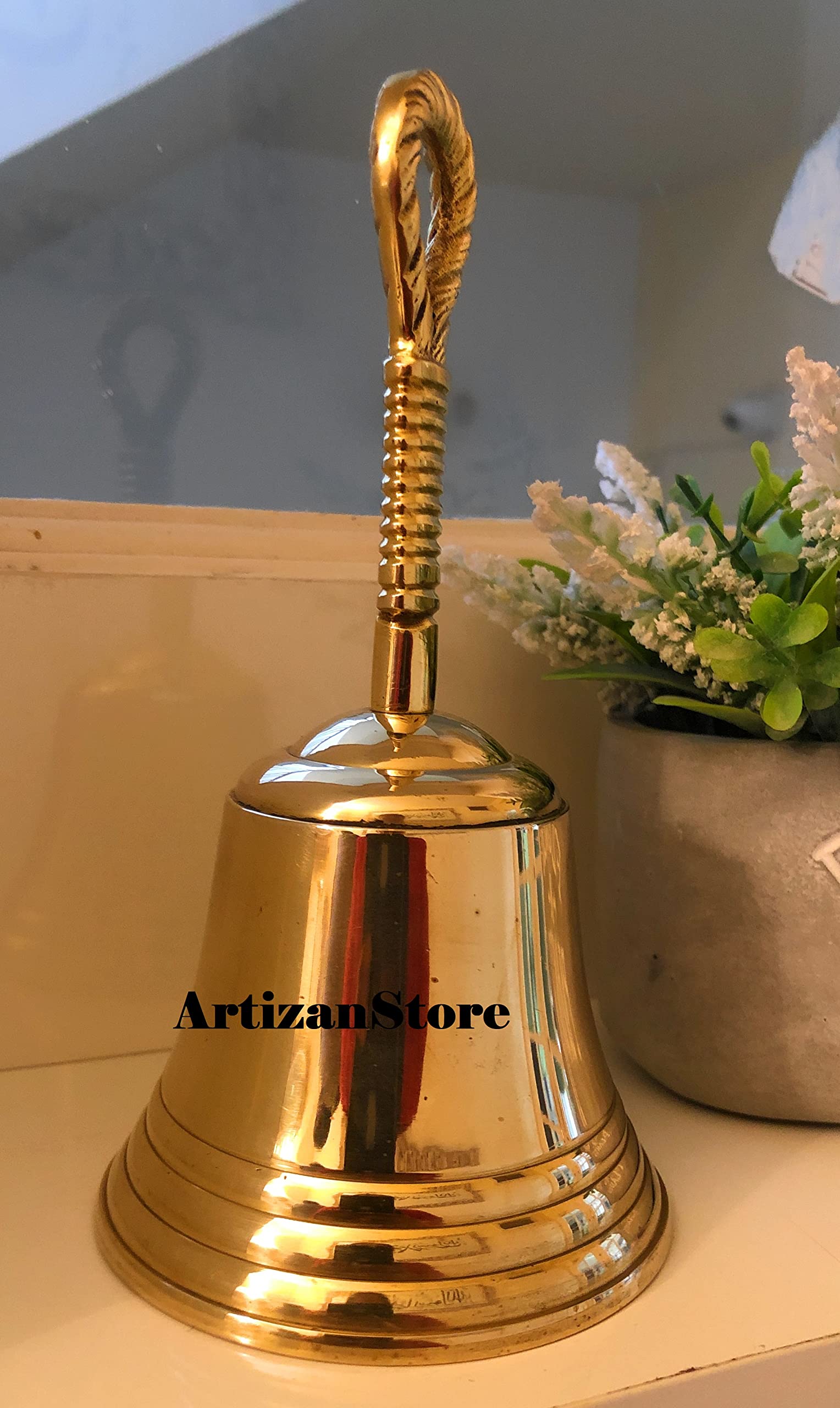 Nautical Brass Bell Handle 3.5 "-Nautical Brass Bells, 3" Nautical Bell Decoration Alarm, Ringing, Bell