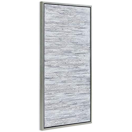 Empire Art Direct Abstract Wall Art Textured Hand Painted Canvas by Martin Edwards, Champagne Frame, 24" x 48", Silver Frequency