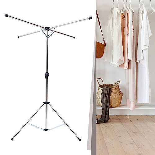 panfudongk Foldable Clothes Drying Laundry Rack Portable Space Saving Laundry Drying Rack 4 Poles