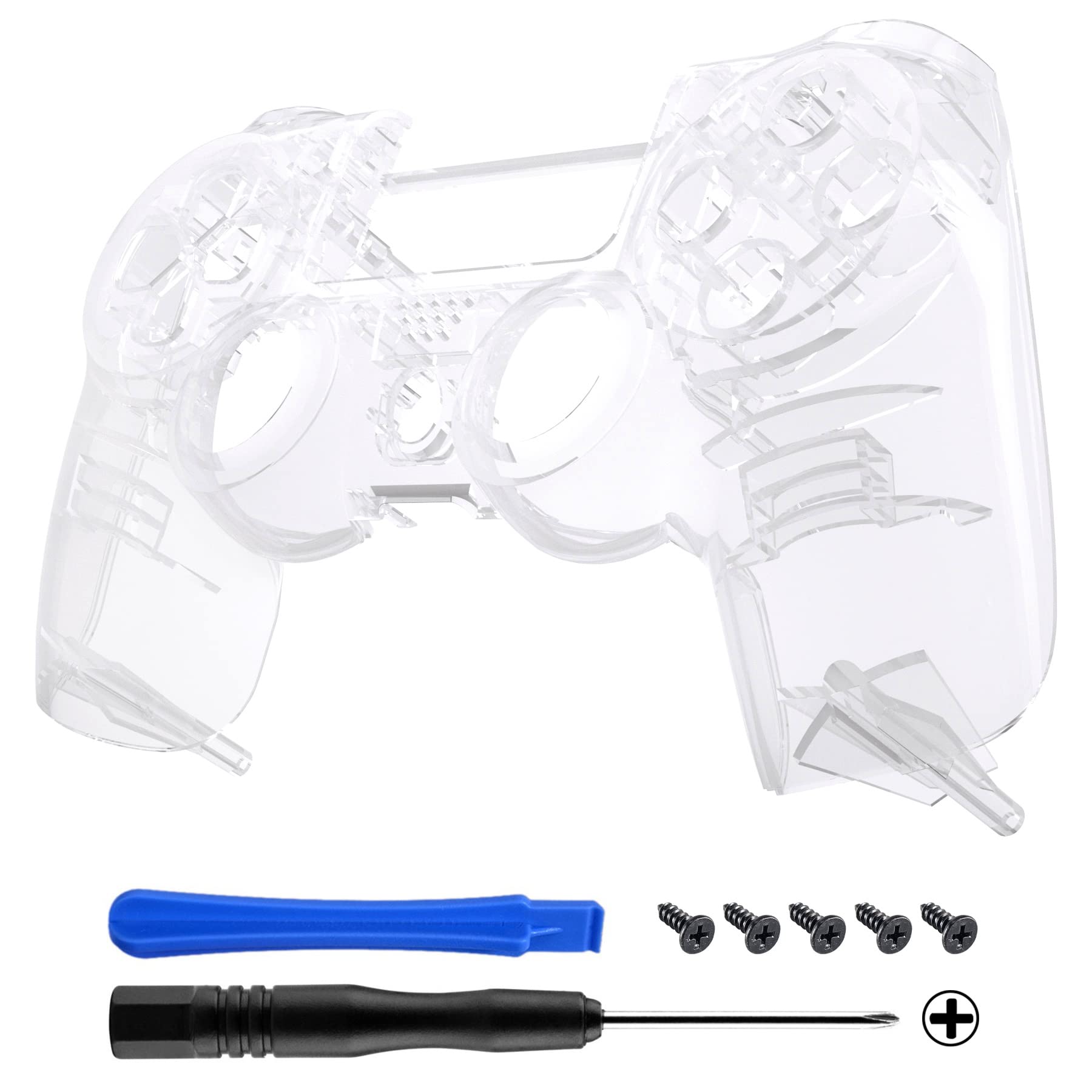eXtremeRate Transparent Crystal Clear Yellow Replacement Faceplate Front Housing Shell Compatible with ps4 Slim Pro Controller CUH-ZCT2 JDM-040/050/055 - Controller NOT Included