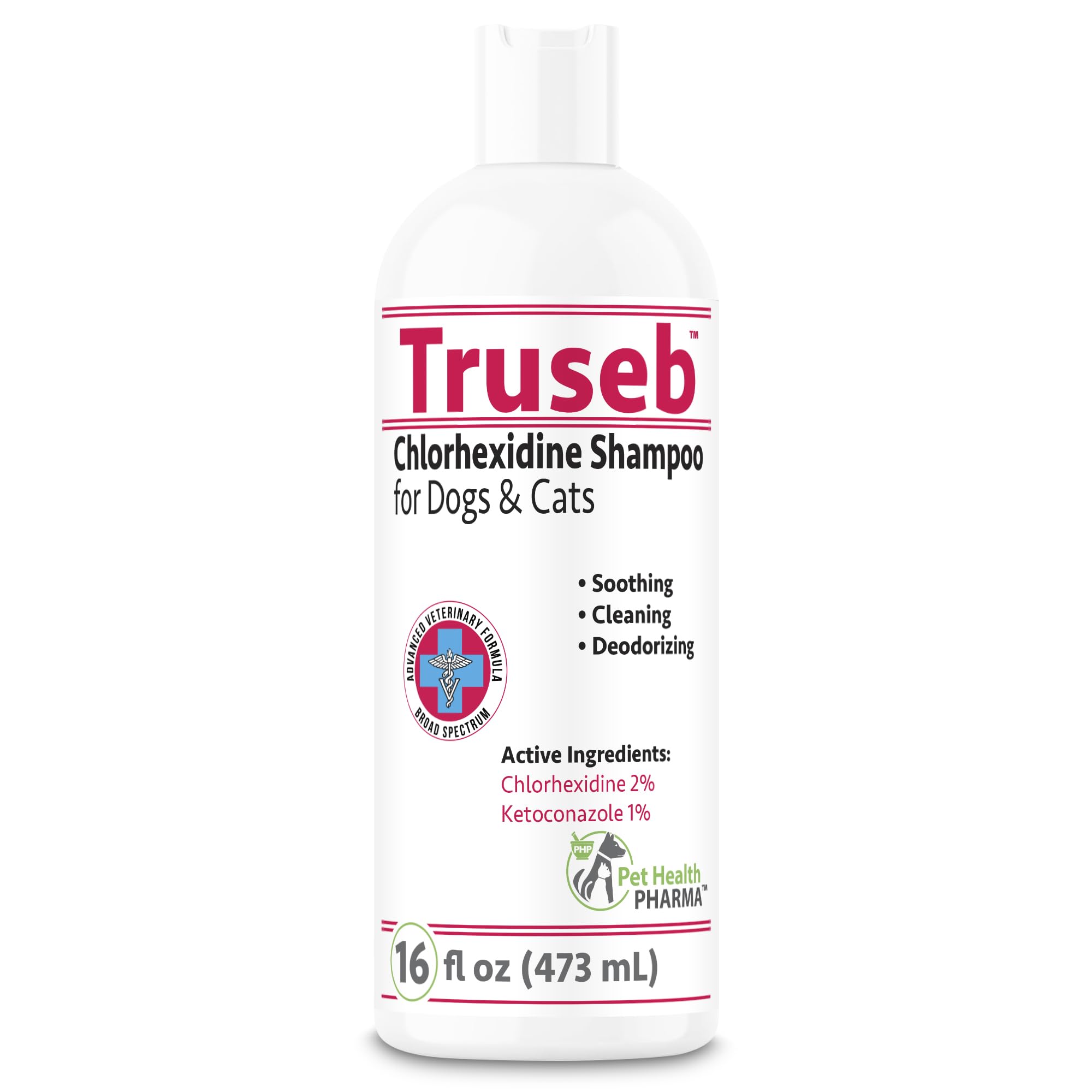 Truseb Chlorhexidine Shampoo Topical Ketoconazole and Chlorhexidine Shampoo for Dogs, Cats & Horses with Aloe Vera Shampoo and Conditioner(USA) (Ketoconazole & Chlorhexidine Shampoo, 16 oz)