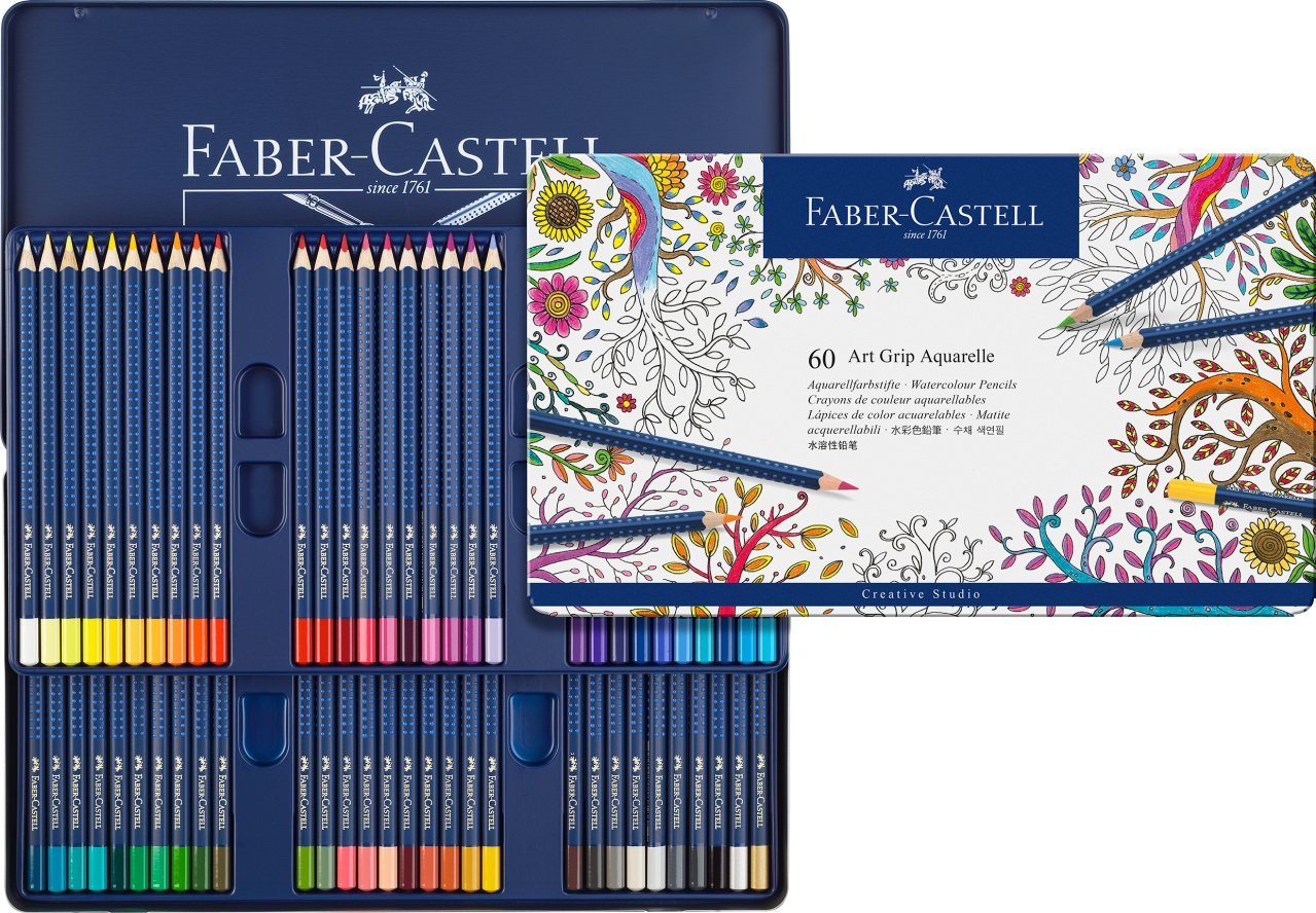 Faber-Castell Art GRIP Aquarelle Watercolor Pencil Set, Tin of 24 Pencils
