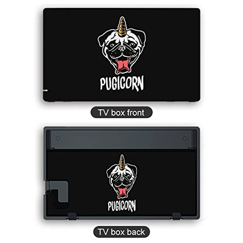Funny Pug Unicorn Cute Skin Decal Stickers Compatible with Switch Protective Faceplate Full Set Console