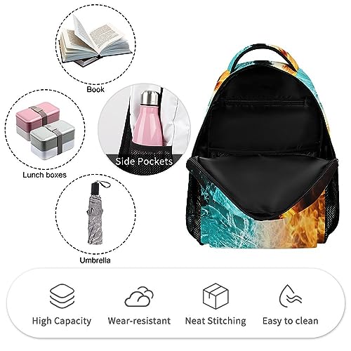 Supdreamc Lightweight Daypack Bookbag for Trekking Business Walking Cycling - Big Capacity Anti-Theft Multipurpose Carry On Bag, Ice Water Fire Flame Phoenix Bird Art Business Computer Bag
