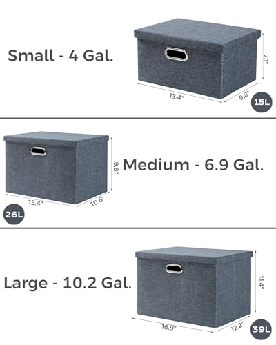 FABINADO Storage Bins with Lid, Fabric Closet Organizer, Foldable Storage Container, 2 Pack, Anthracite Gray,16.9''x12.2''x11.4''