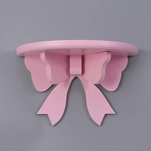 Zerodeko Floating Book Shelf Wood Wall Shelves Bow Shaped: Pink Wooden Floating Shelf Rustic Wall Display Shelf Flower Pot Holder for Room Home Wall Decor Hanging Wall Shelves