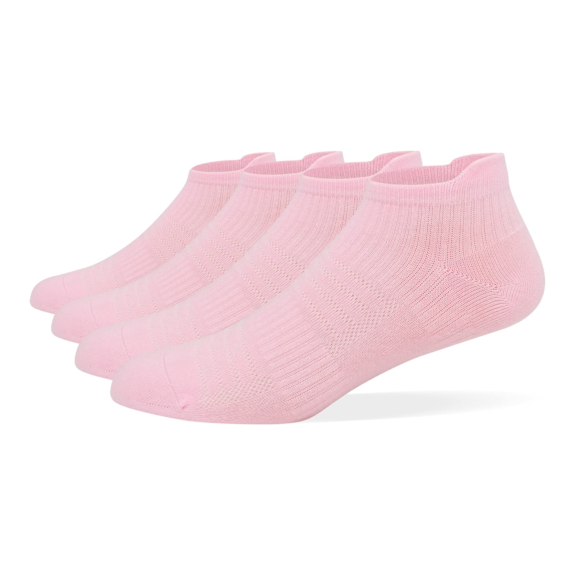 HaloYIYI Womens Performance Ankle 4 Pairs Running Athletic Breathable Cushioned Low Cut Sports Socks (Pink, Shoe Size 6-10)