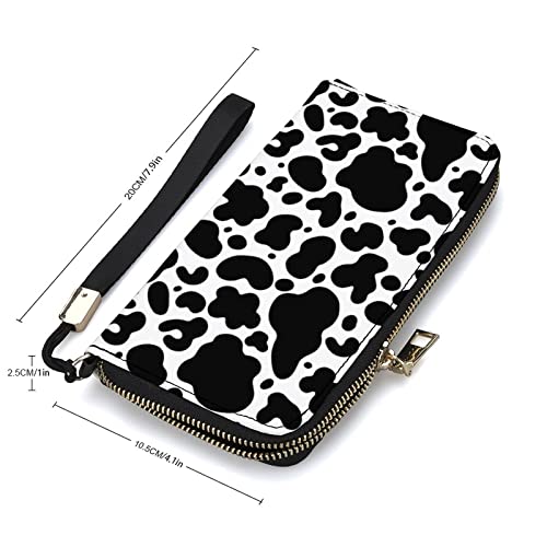 FunnyStar Cow Print Pattern Women's Long RFID Hand Wallet Wristlet Clutch Purse PU Leather Handbag with Wrist Strap