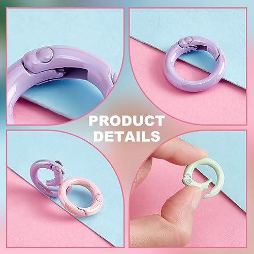 PH PandaHall Spring O Rings, 18pcs 9 Colors 20mm Trigger Round Snap Buckle Dazzling Alloy Spring Keyring Buckle Snap Hooks Connector Rings O Rings Buckles for DIY Keychains Bag Purse Handbag Jewelry