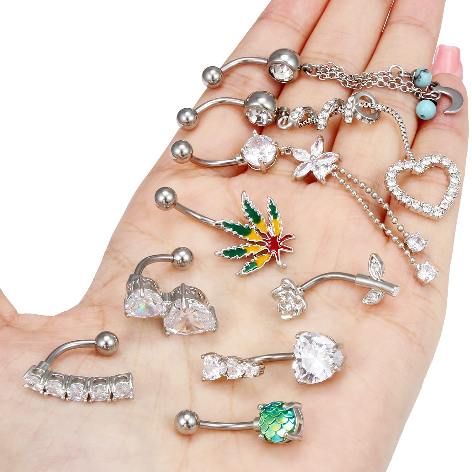 Goerhsjie Belly Button Ring Dangle Belly Button Rings Belly Rings Belly Button Rings Belly Ring Belly Button Ring Surgical Steel Belly Piercing Belly Rings for Women Belly Button Piercing
