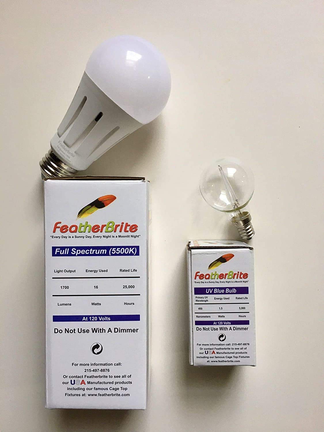 FeatherBrite Bird Bulbs New Conversion KIT - Healthy Full Spectrum Bulb 16W + UV Bulb 1.5W + Light Socket Adapters