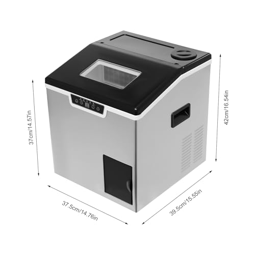 Porkke Square Ice Maker, Ice Crusher, Commercial Ice Maker, 150-180W Desktop Ice Maker, Freestanding Stainless Steel Ice Maker for Milk Tea Shops, Coffee Shops, Offices