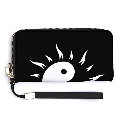 FunnyStar The Sun Yin Yang Women's Long RFID Hand Wallet Wristlet Clutch Purse PU Leather Handbag with Wrist Strap