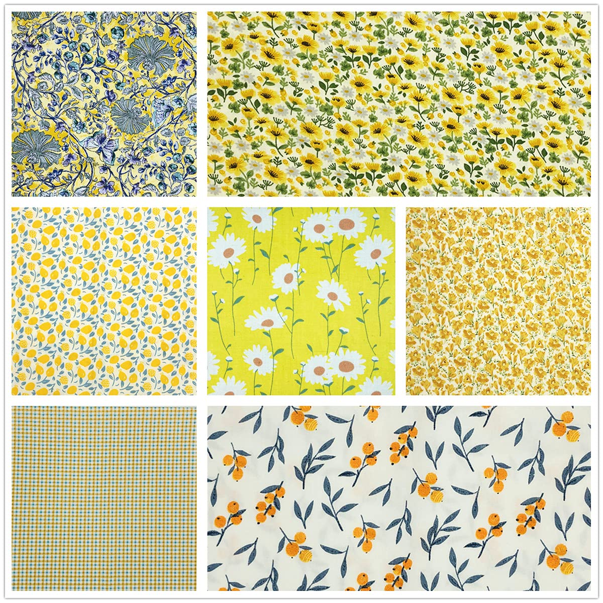 Fall Quilt Fabric Squares 5x5, Charm Packs for Quilting 5 inch for Patchworks and Sewing Crafts,Precut Cotton Fabirc Yellow (42Pcs), SZRUIZFZ