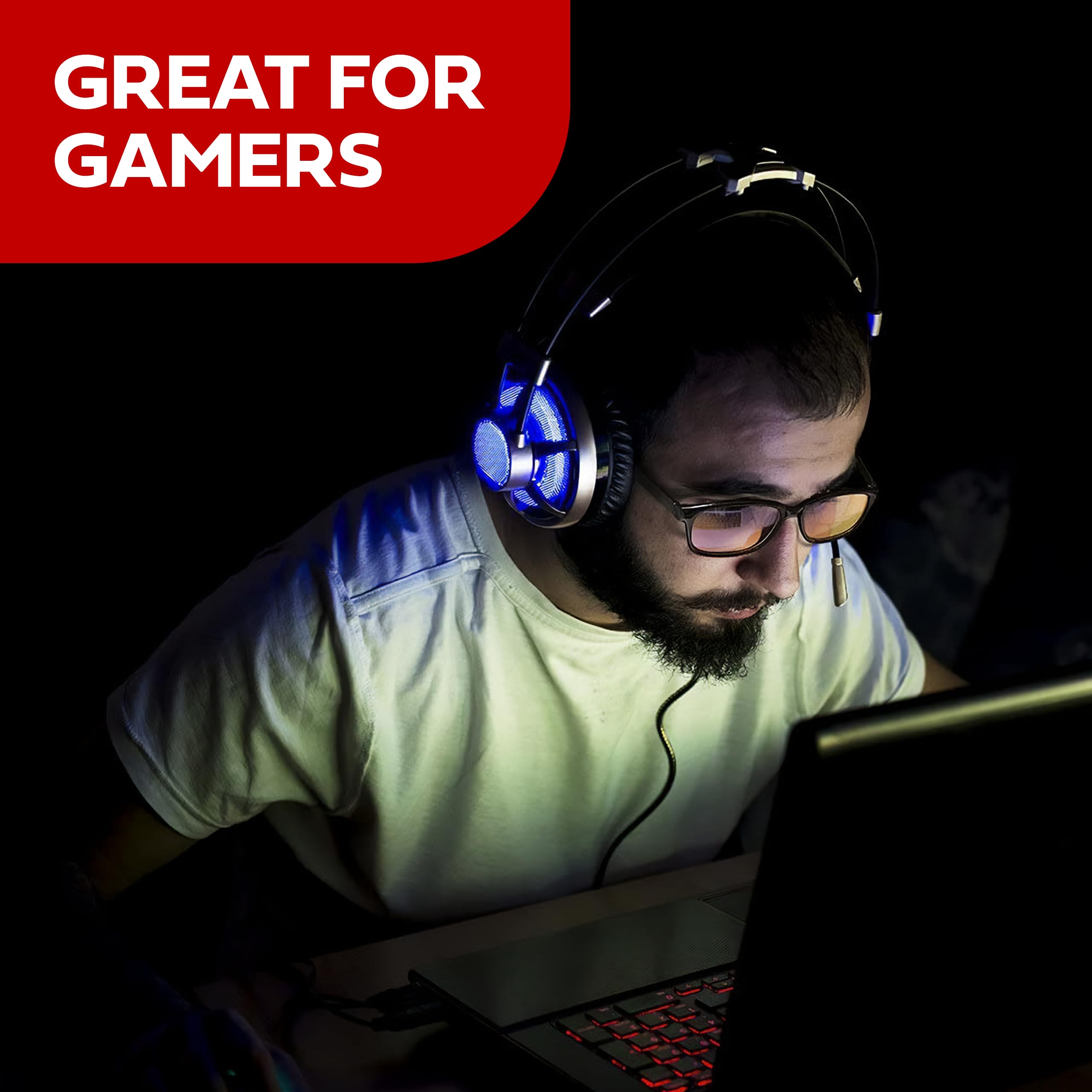 Exerscribe Bluelight Gaming Glasses - Amber Tinted Blue Light Glasses for Men & Women - Night Lenses for Driving, Strain and Fatigue