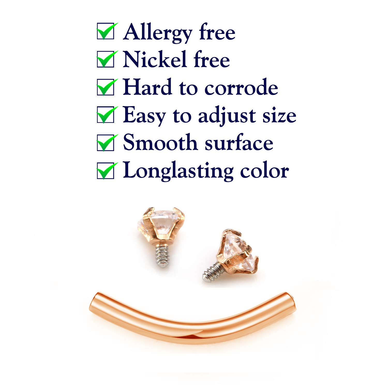 FECTAS 16G Cartilage Helix Earrings Daith Rook Earrings Stainless Steel CZ with Clear Retainers Ear Piercing Pack