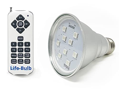 Life-Bulb 120V LED Color Spa Light Bulb with Remote for in-ground spa | High Lumens | Lifetime Replacement Warranty | Long Lasting Aluminum | Replaces up to 300W Incandescent E26 Screw in Type Bulbs