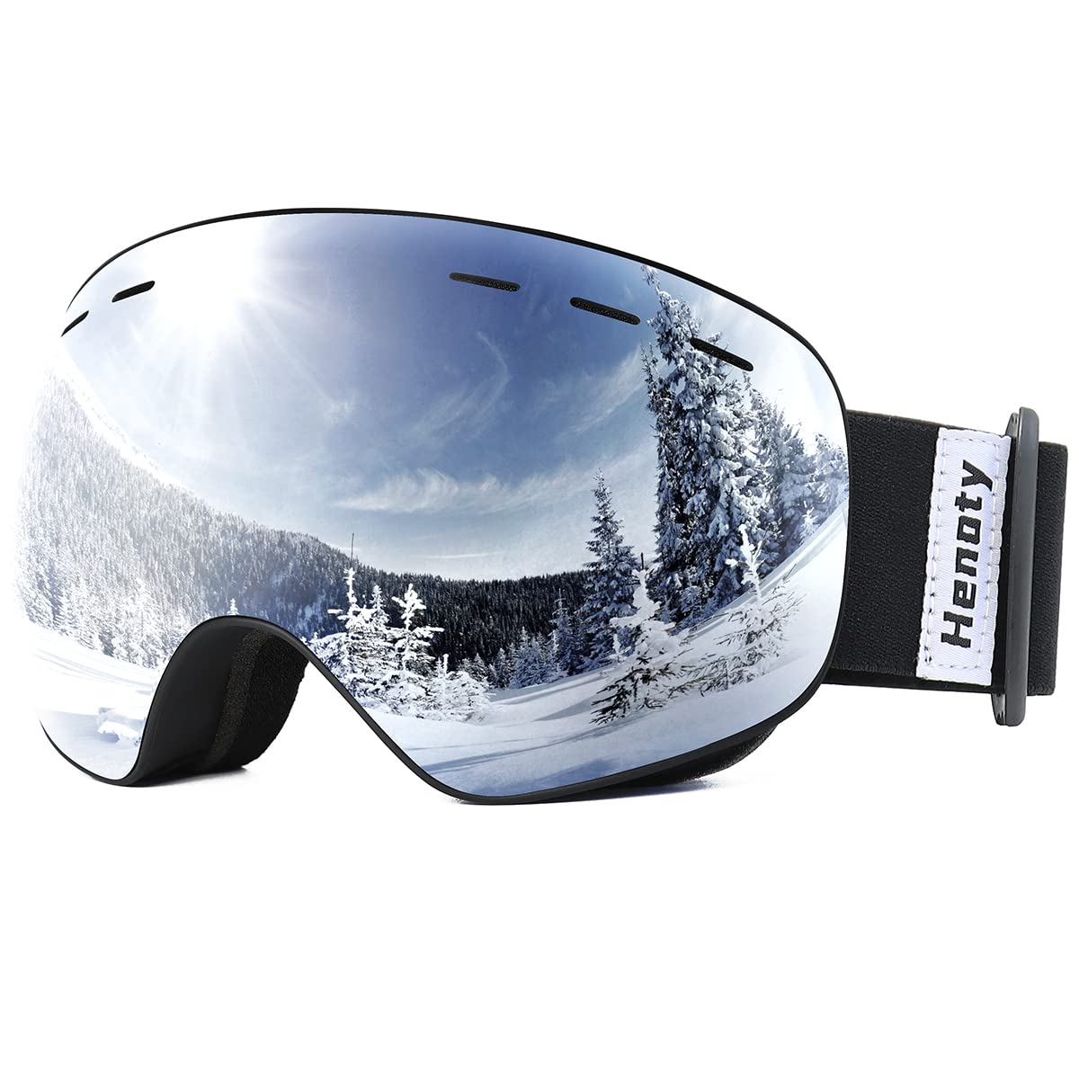 Henoty Ski Goggles, Snowboard Goggles for Men Women Youth – 100% UV Protection, Foam Anti-Scratch Dustproof (Frameless) (A1-B/M)