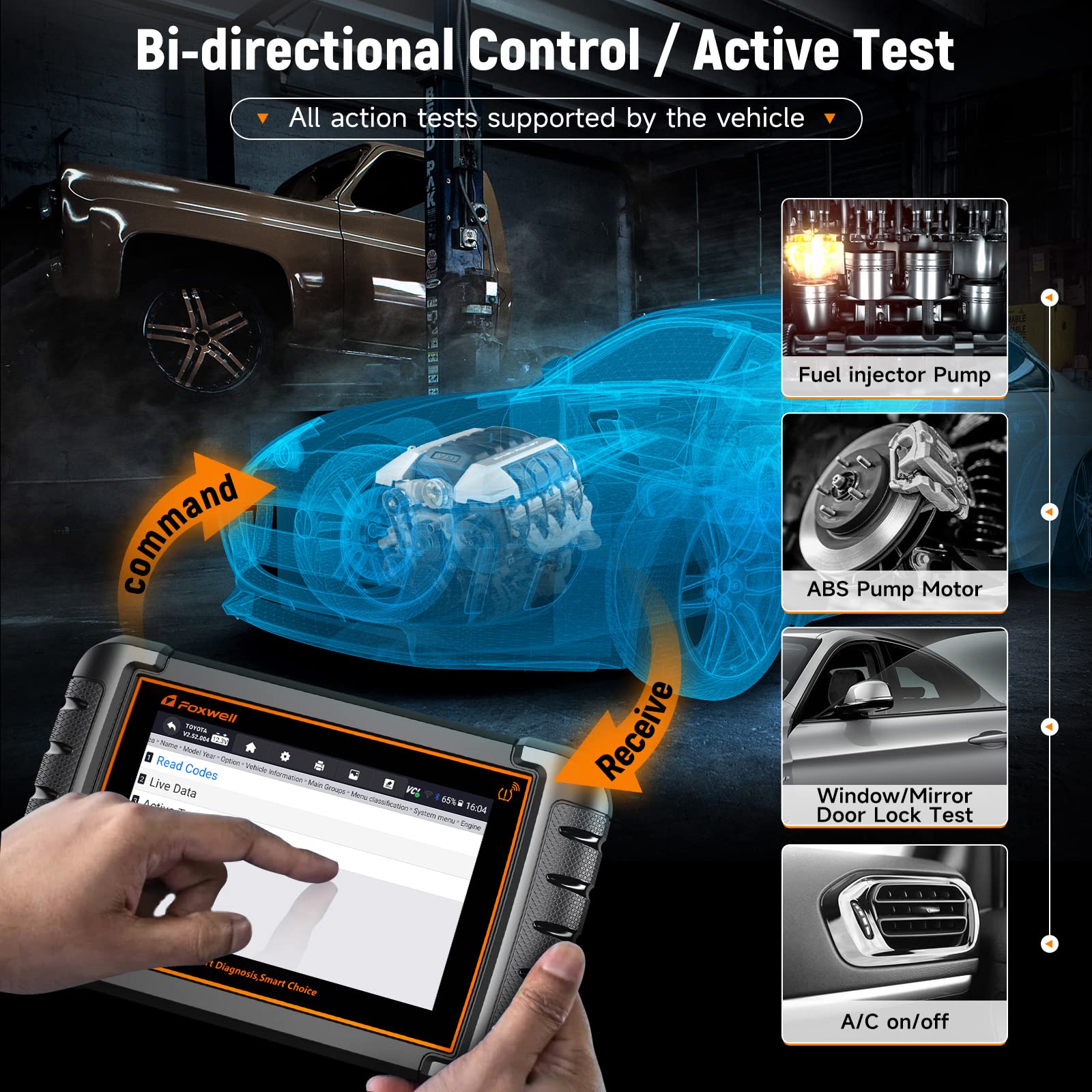 FOXWELL NT809TS OBD2 Scanner Diagnostic TPMS All System Bluetooth Bidirectional Scan Tool with 30+ Services ABS/TPMS/EPB/Airbag/SAS/Battery/Oil Reset, 3-Year Update with 4 PCS Sensors