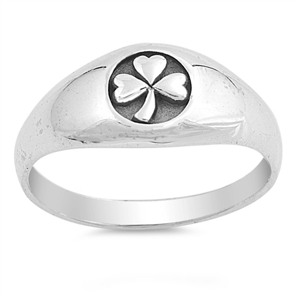 Four Leaf Clover Heart Beautiful Ring New .925 Sterling Silver Band Size 5