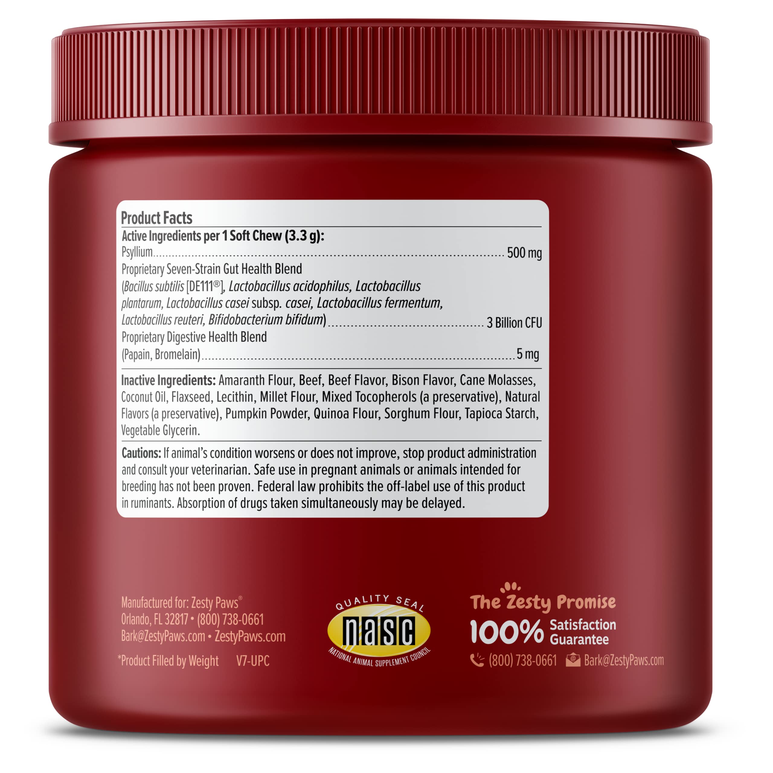 Zesty Paws Probiotics for Dogs - Digestive Enzymes for Gut Flora, Digestive Health, Diarrhea & Bowel Support - Clinically Studied DE111 - Dog Supplement Soft Chew for Pet Immune System - AE, 90 Count