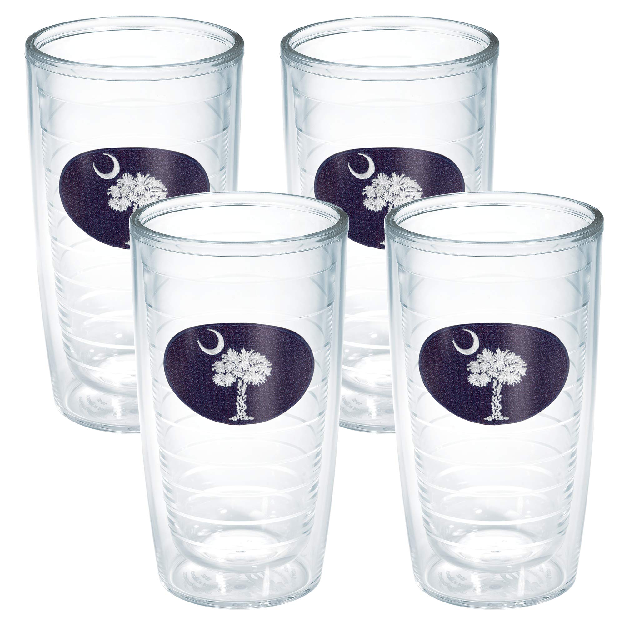 Tervis South Carolina Flag Made in USA Double Walled Insulated Tumbler Travel Cup Keeps Drinks Cold & Hot, 16oz 4pk - No Lid, Navy and White