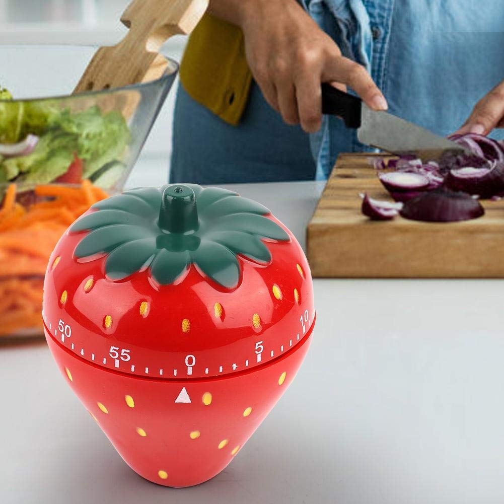 Kitchen Timer, Strawberry Shaped 60 Minutes Kitchen Timer Mechanical Time Reminder Timer Wake Up Kitchen Accessorie for Cooking