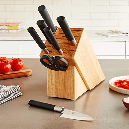 Kai Wasabi 8-Piece Block Set, Kitchen Knife and Knife Block Set, Includes 8β Chef's Knife, 4β Paring Knife, 6β Utility Knife, & More, Hand-Sharpened Japanese Kitchen Knives