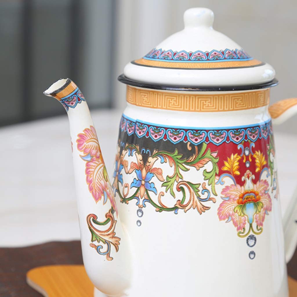 Enamel Kettle Thickened Retro Kettle White Whistle Induction Cooker Natural Gas Home Restaurant Teapot (1.2L, 40.5OZ) Multifunctional water kettle