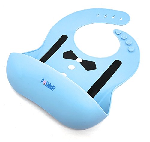 Waterproof Bibs for Toddlers - Silicone Bib –Fits Up to 6 Years Old (Blue Suit)