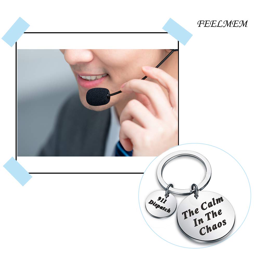 FEELMEM 911 Dispatcher Gift Emergency Operator Responder Gift The Calm in The Chaos Dispatch Keychain Gift for 911 Operator Police Emergency Dispatcher (key-911)